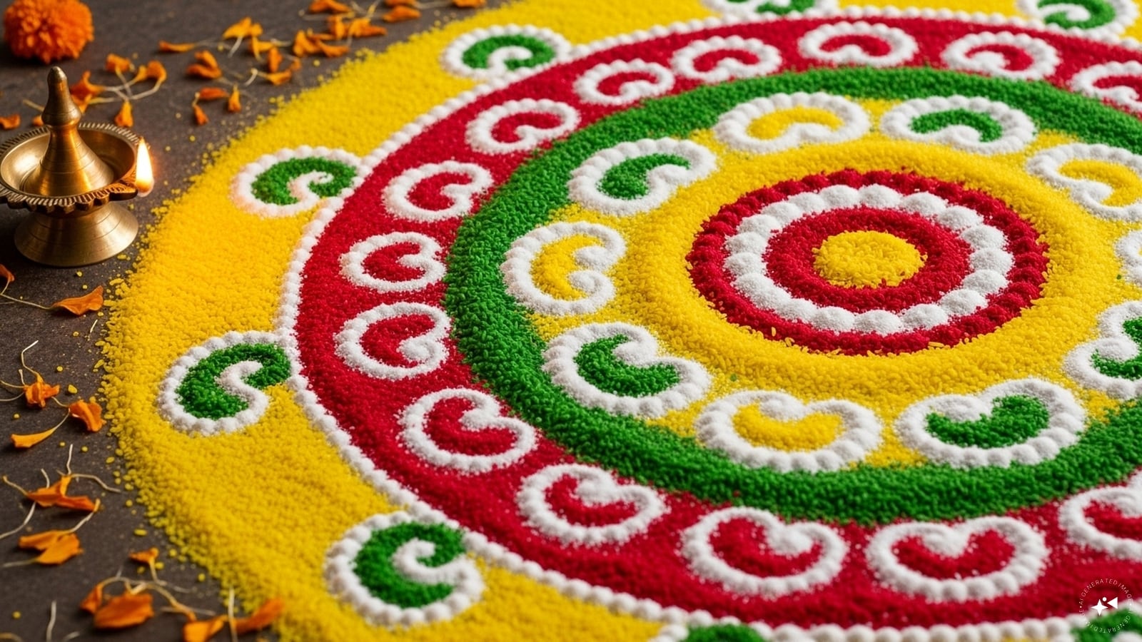 Eco-Friendly Diwali Rangoli Ideas Using Rice, Flowers, and Diyas
