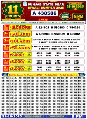 Punjab Lottery Result Diwali Bumper 2025 Live: Ticket A438586 Wins Rs ...