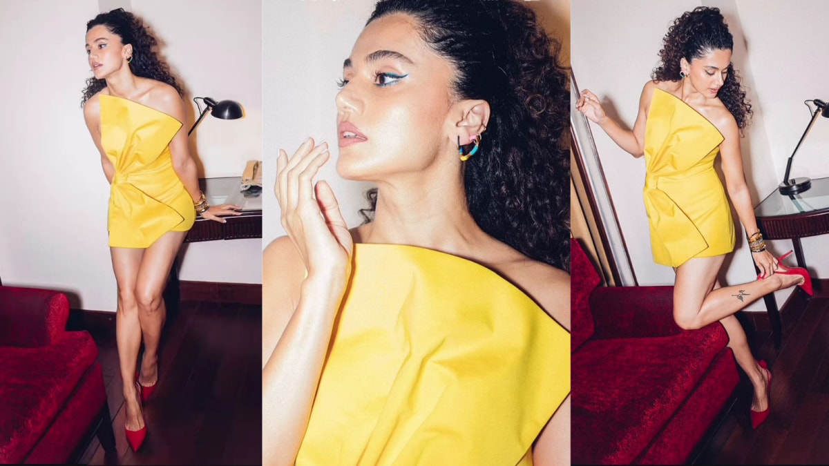 Taapsee Pannu Shines In A Yellow Mini Dress At An Event In Delhi ...