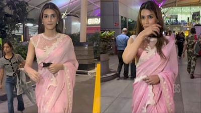 Kriti Sanon’s Blush Pink Saree Makes A Case For Ethereal Airport ...
