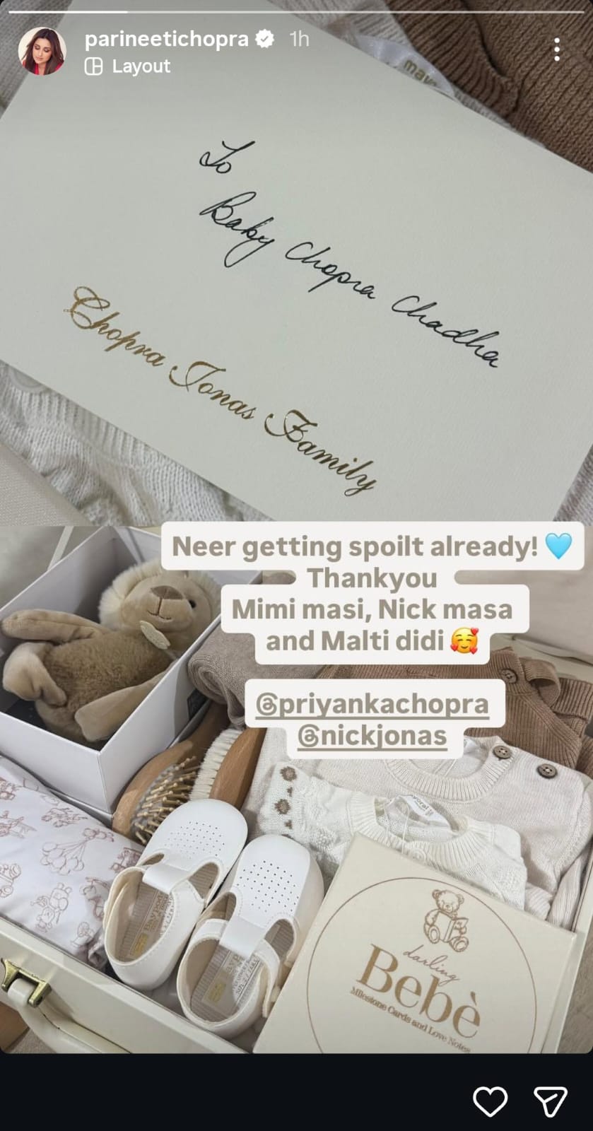 Parineeti Chopra’s Baby Neer Gets Adorable Gifts From ‘Masi’ Priyanka ...