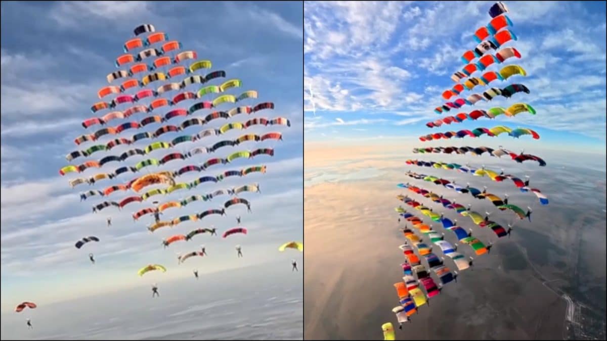 104 Skydivers From 20 Countries Set New World Record With Stunning Mid ...