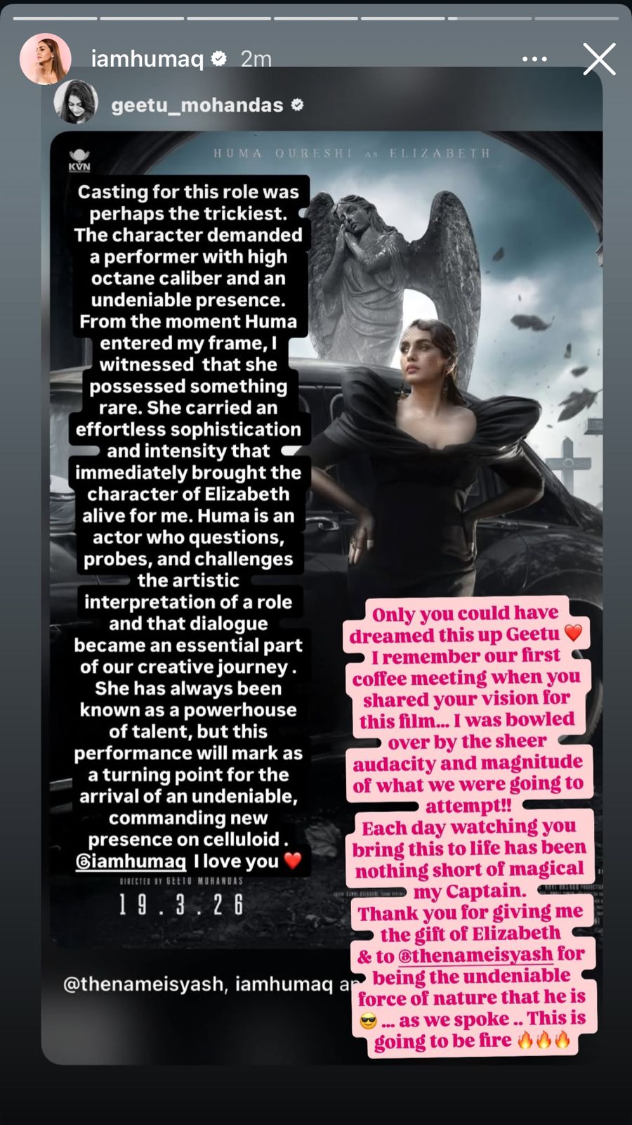 Toxic Director Hails Huma Qureshi, Calls Her Casting As Elizabeth ...