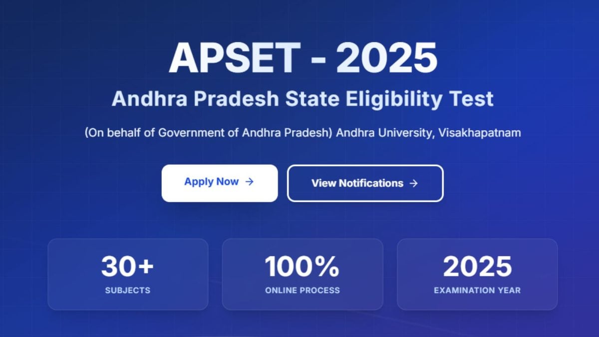 APSET 2025 Notification Out: AP State Eligibility Test Application ...
