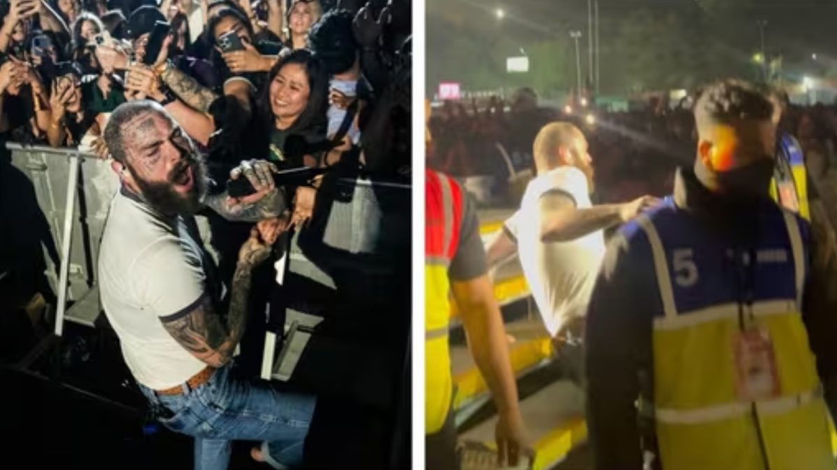 Post Malone Slips Down Stairs During Live Show, Fans Freak Out | Watch ...