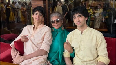 Hrithik Roshan's Mother Pinkie Roshan Poses With Hrehaan And Hridaan ...