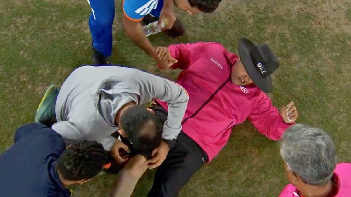 Umpire Down On Ground After Getting Hit By Sanju Samson’s Tracer-Bullet ...
