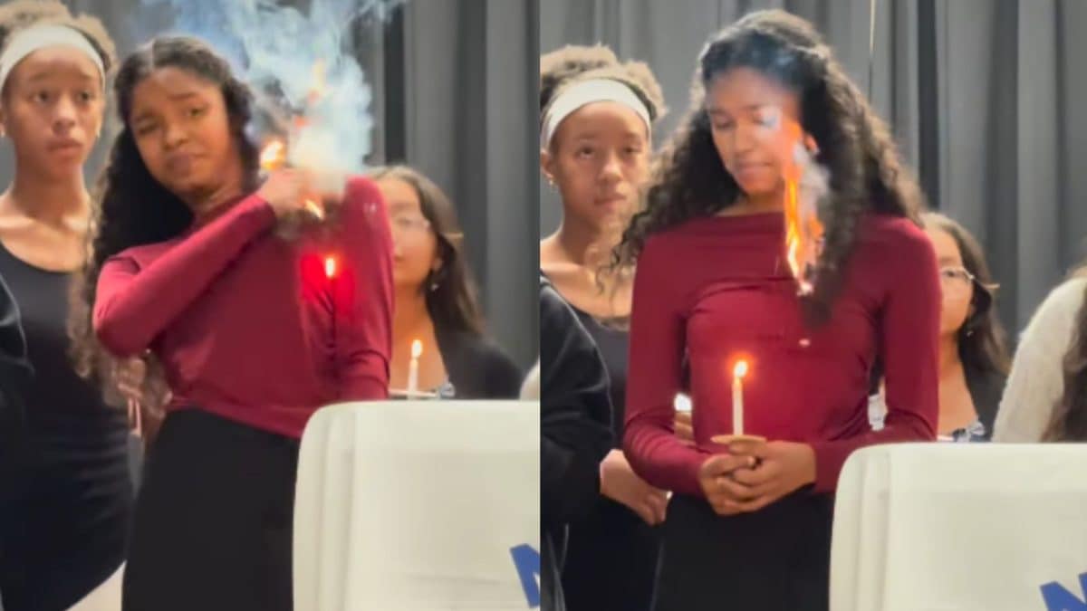 Girl’s Hair Catches Fire On Stage, She Brushes Off Flames Like Dandruff ...