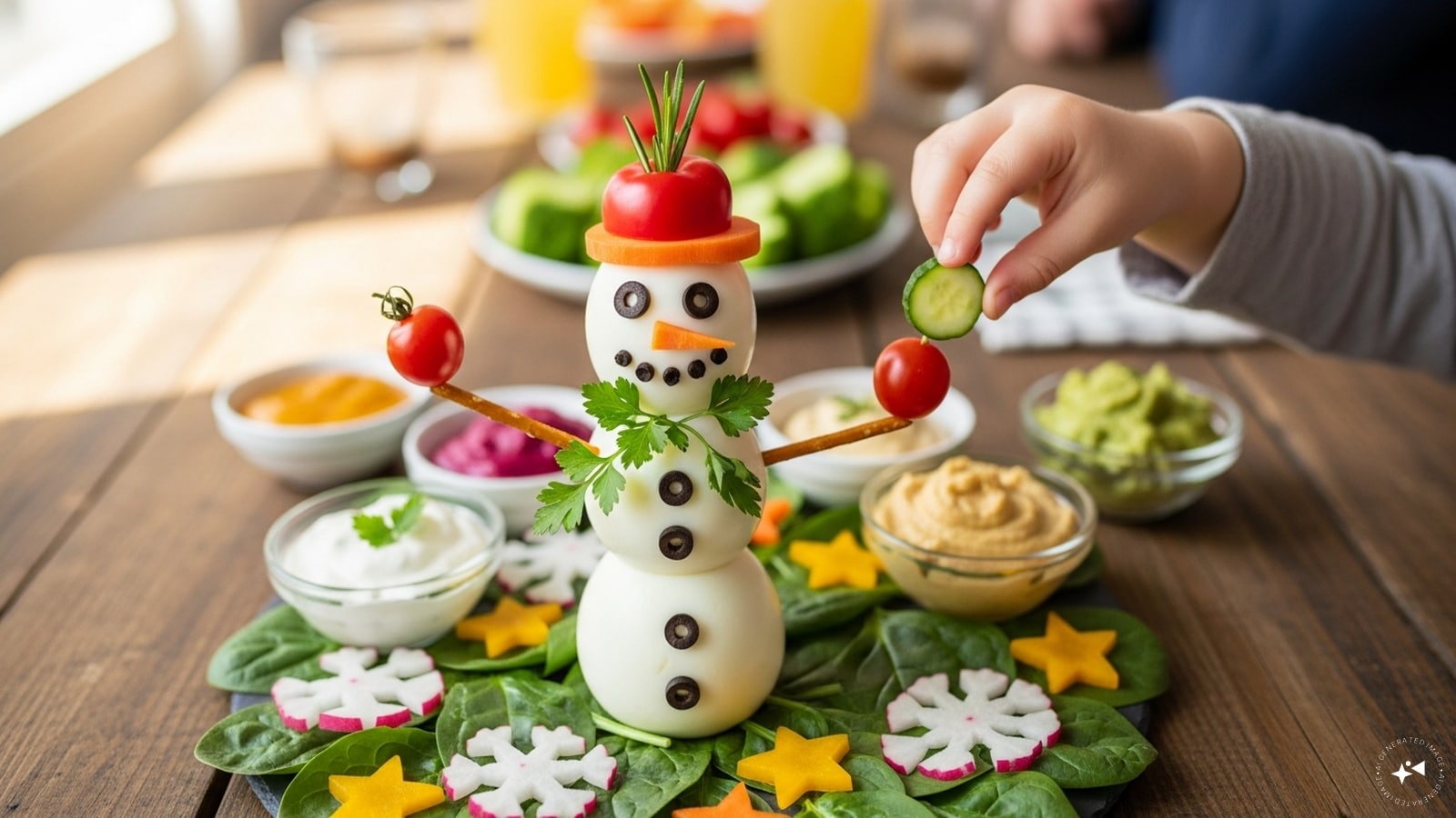 Christmas DIY Snack: How To Make A Snowman With Boiled Eggs And Veggies