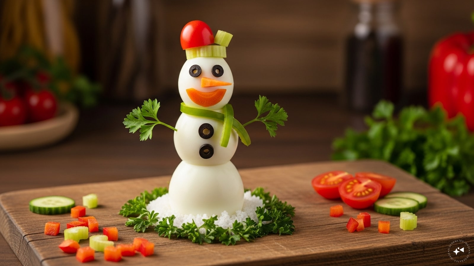 Christmas DIY Snack: How To Make A Snowman With Boiled Eggs And Veggies