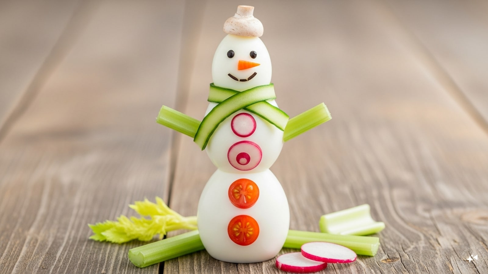 Christmas DIY Snack: How To Make A Snowman With Boiled Eggs And Veggies