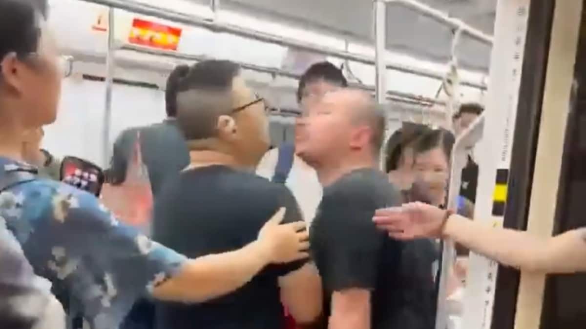 Spitting Or Kissing? 2 Chinese Men Fighting On Train Has Internet ...