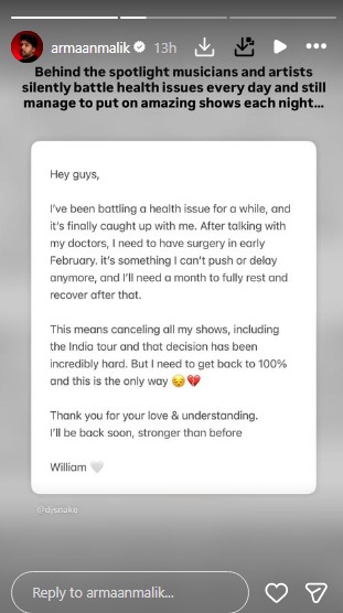 Armaan Malik Reacts As DJ Snake Cancels India Tour Due To Health Issues ...