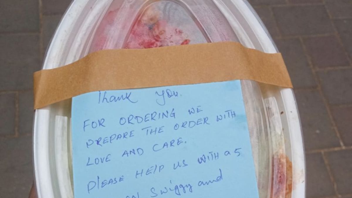 Mumbai eatery Handwritten note with Zomato order is winning hearts ...