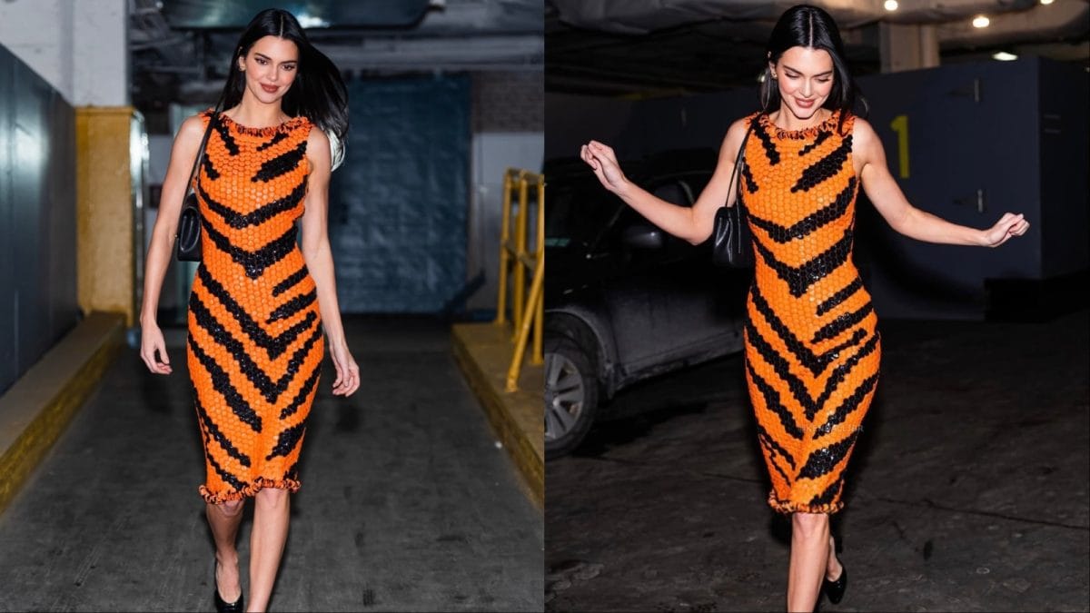 Kendall Jenner Chooses Beaded Tiger-Print Chanel Shift Dress For The ...