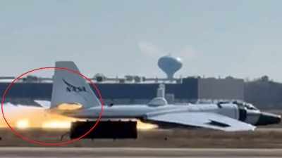 NASA Research Plane Makes Belly Landing At Houston Airport, Sparks ...