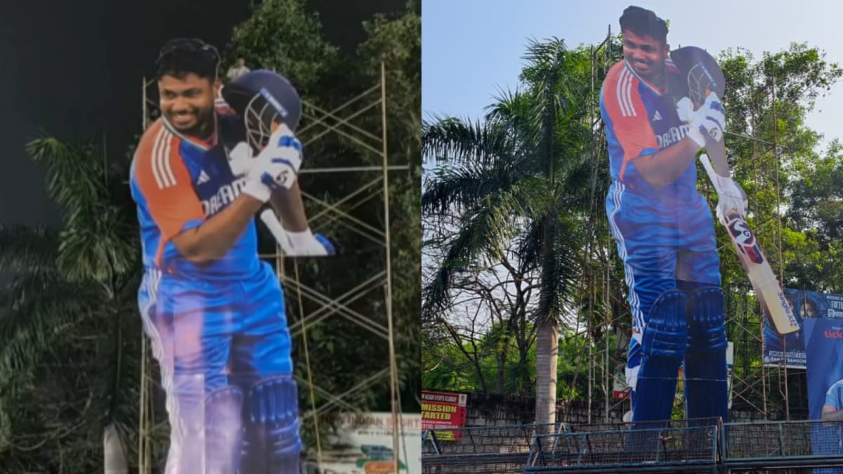Sanju Samson's Fans Put Up 40 Feet Cutout In Stunning Welcome | Watch ...