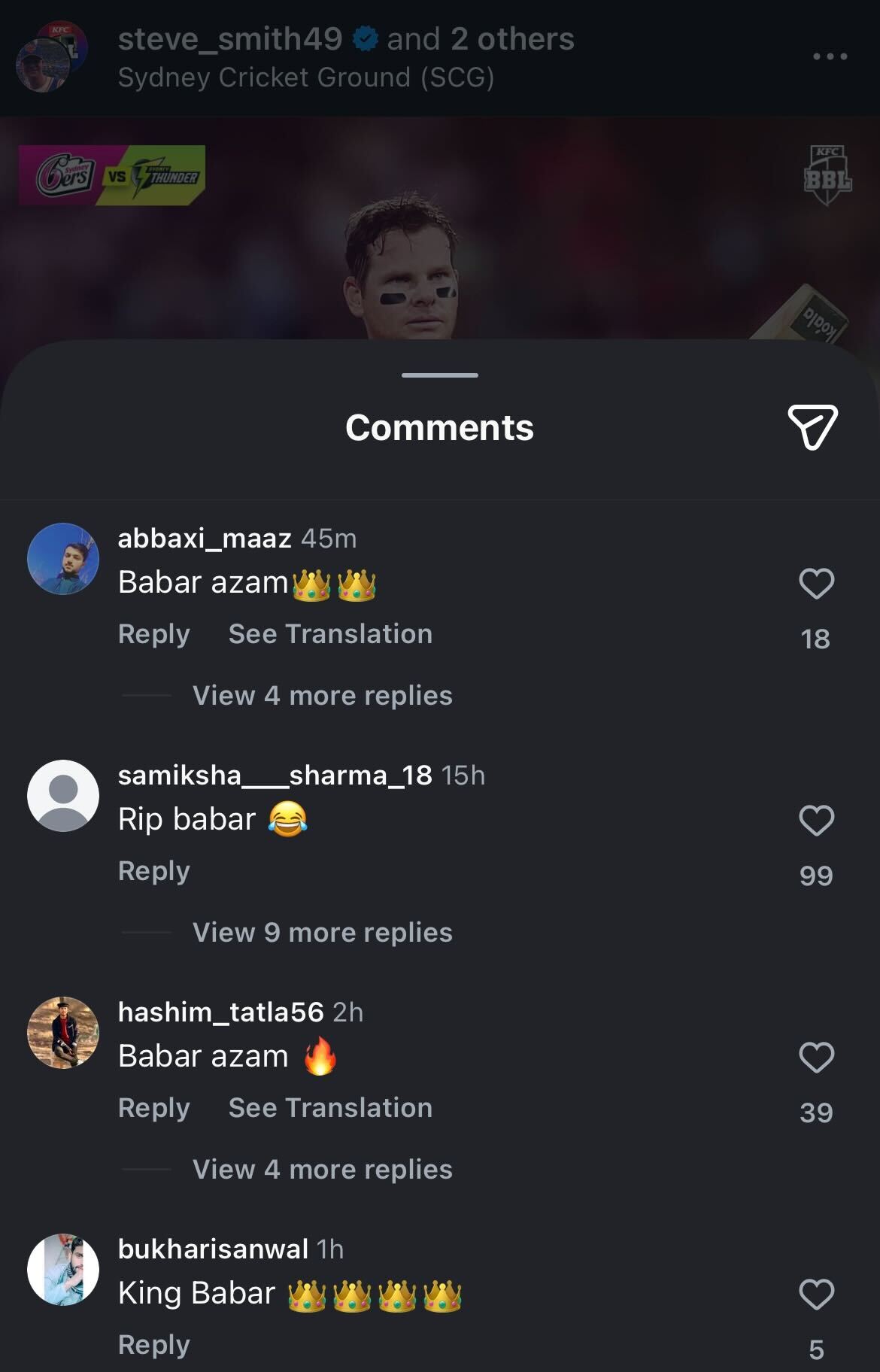 Babar Azam Fans Troll Steve Smith On Instagram With Nasty Comments ...