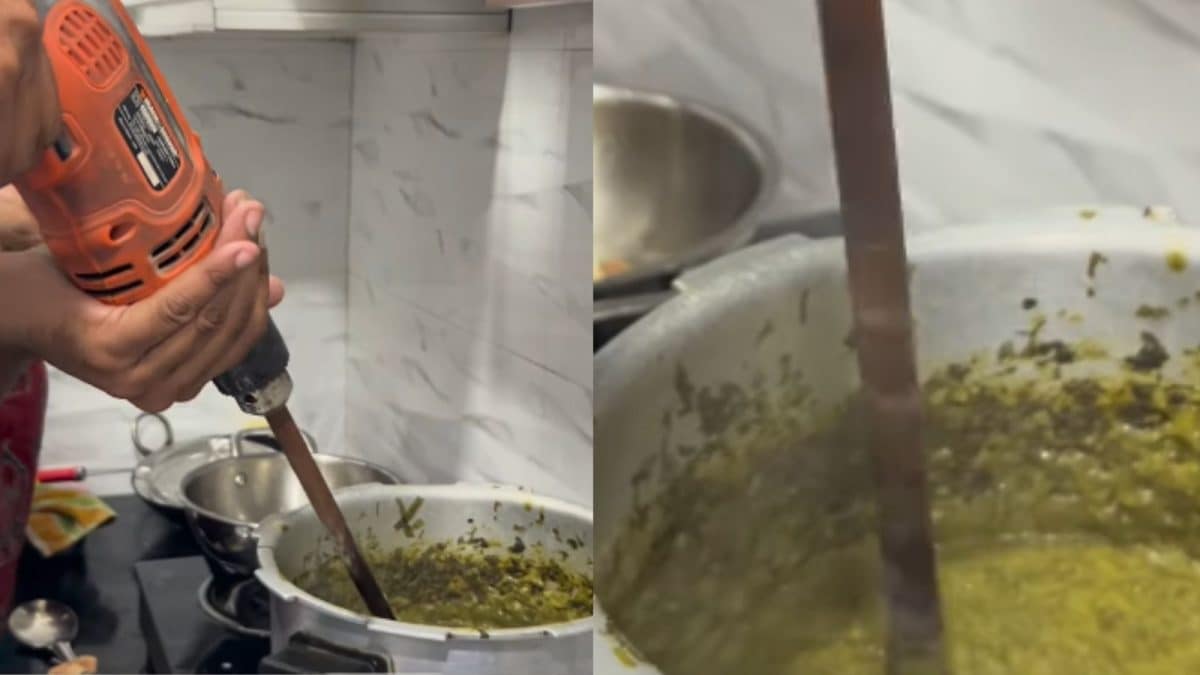 Punjabi Man Uses Drill Machine To Stir Sarson Ka Saag In Cooker: ‘Desi ...