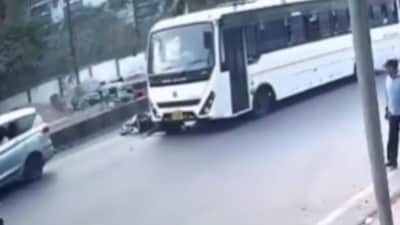 CCTV Captures Moment When Bus Runs Over Biker In Hyderabad, Probe On ...