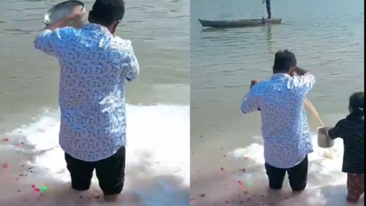 Man's Ganga 'Dudh Abhishek' Stirs Ire — Pours Milk Lavishly, Then ...