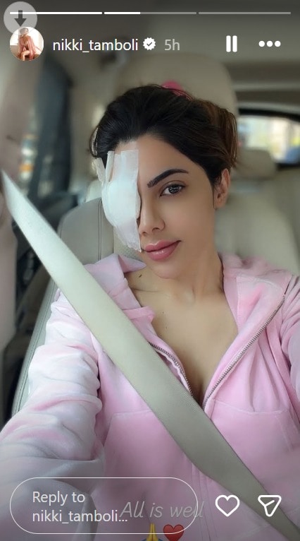 Nikki Tamboli Spotted Outside Hospital With Bandaged Eye, Says ‘Aankh ...