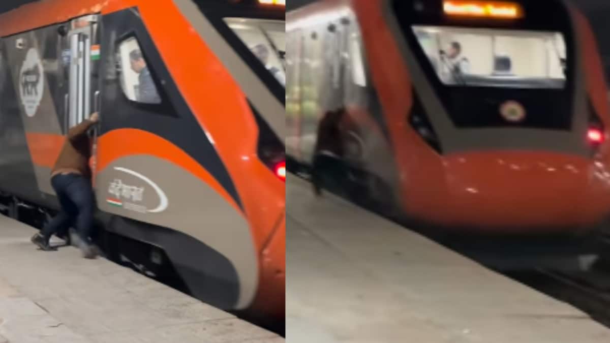 Man Trying To Board Moving Kanpur-Delhi Vande Bharat Express cheats ...