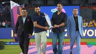 Dhoni, Rohit Walk Out With T20 WC Trophy At Thrilling Ahmedabad Final ...