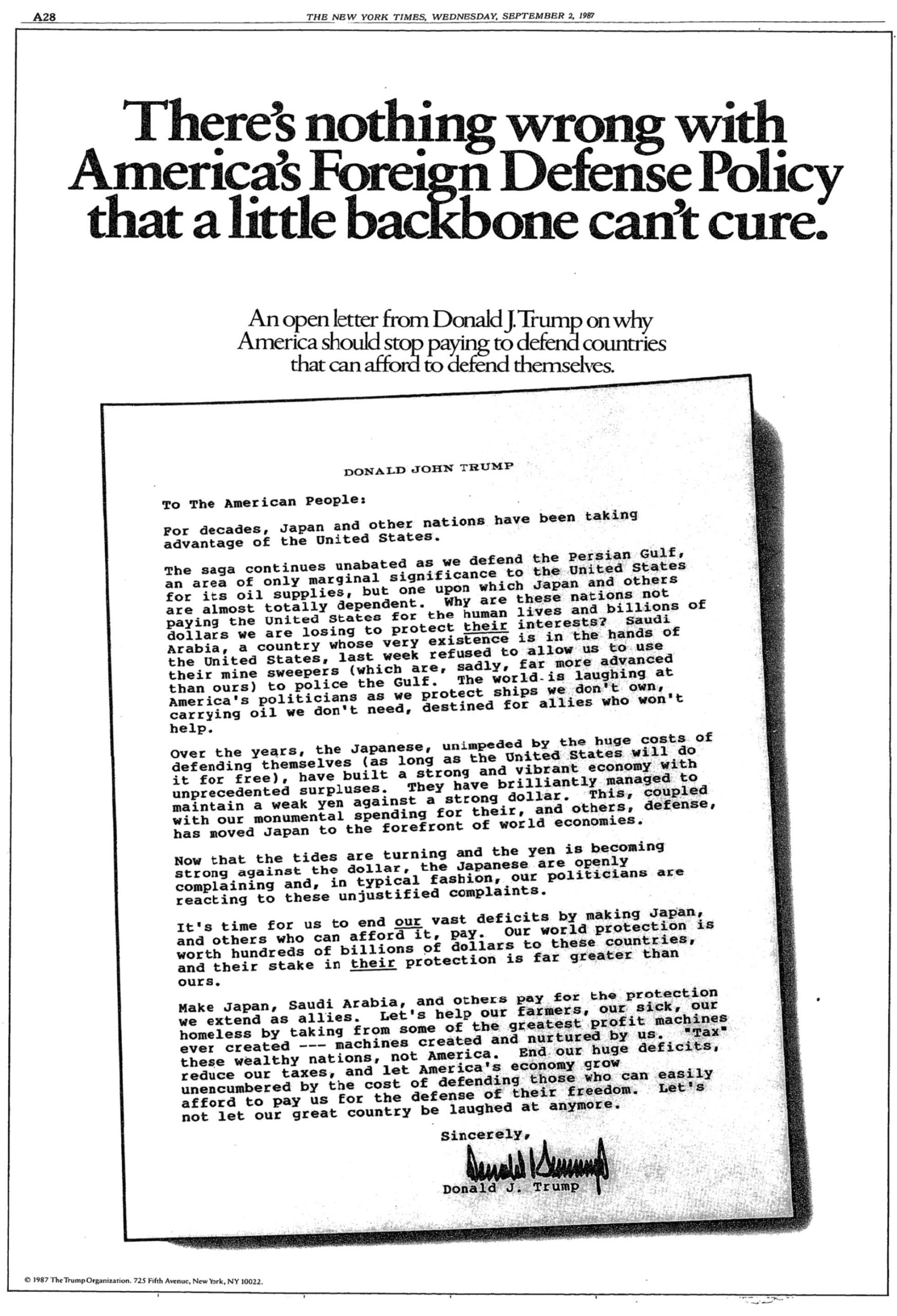 Donald Trump Wrote His Iran War Plan In A Newspaper. In 1987. For ...