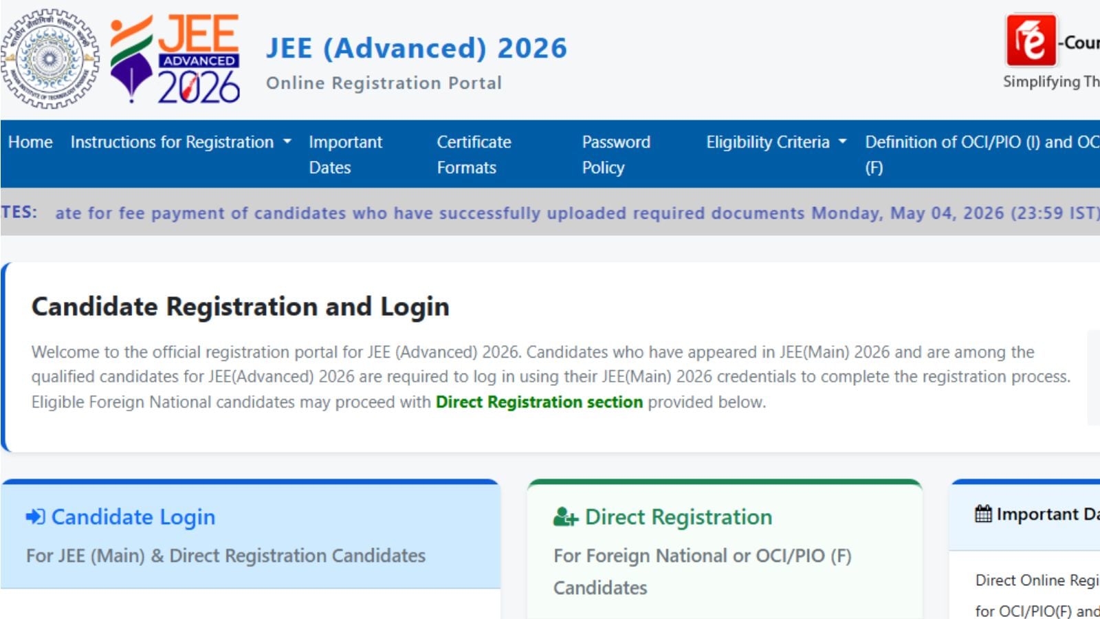 JEE Advanced 2026 Registration Begins: Check Eligibility Criteria, Exam ...