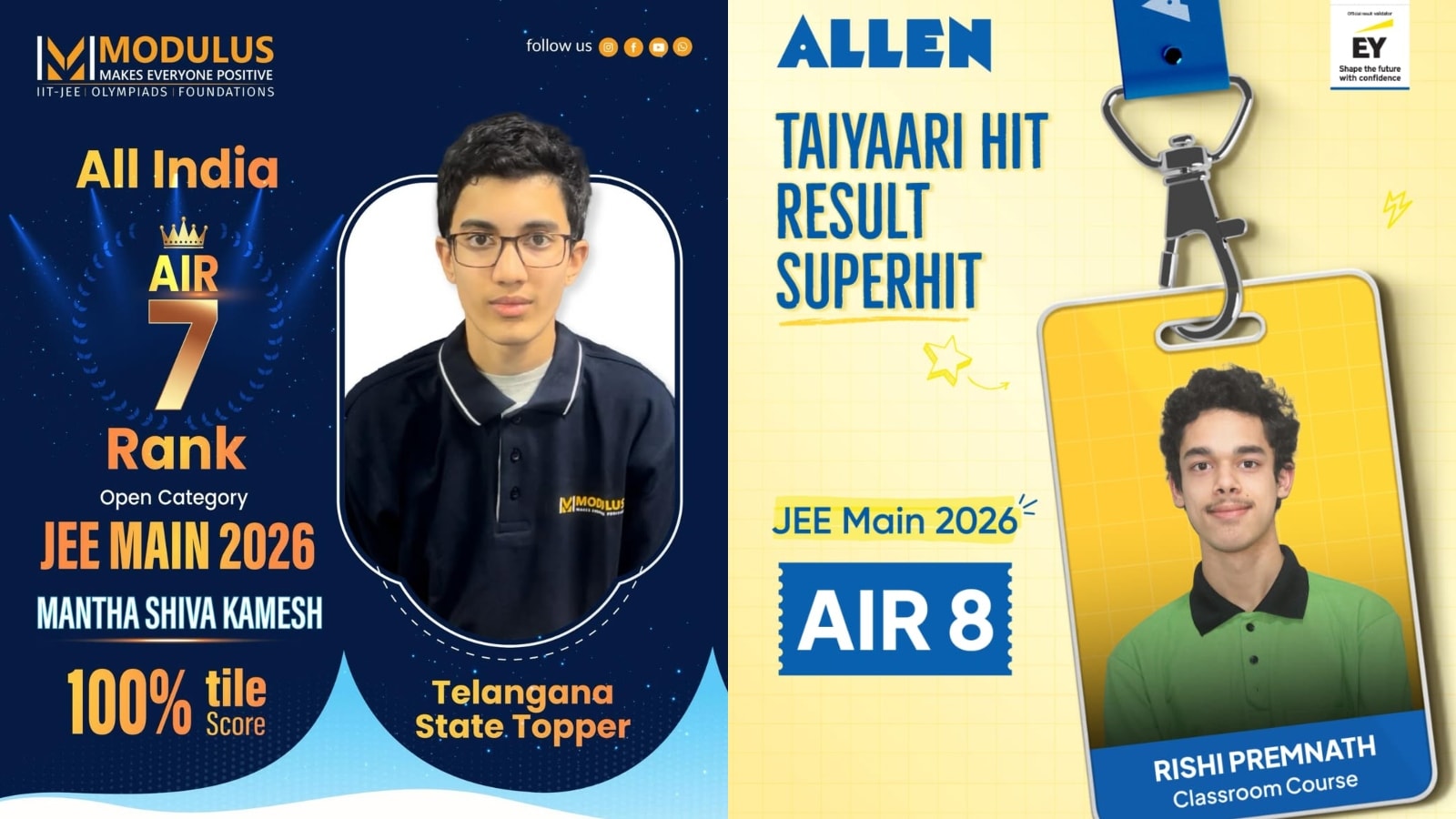 JEE Main 2026 Telangana Toppers: 5 Students Who Secured 100 Percentile