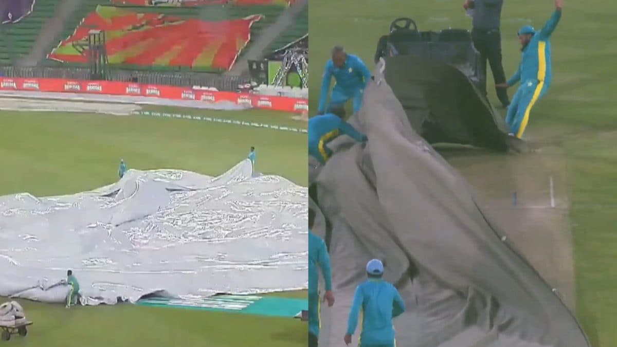 High Drama At Gaddafi Stadium As Wind Sends Covers Flying, Staff Slip ...