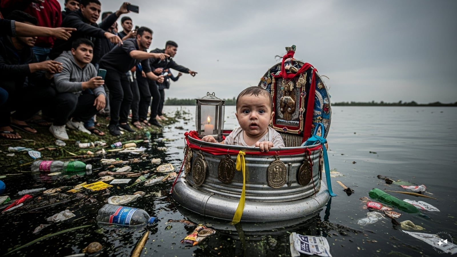 Viral video of baby in floating pot sparks outrage over risky ritual ...