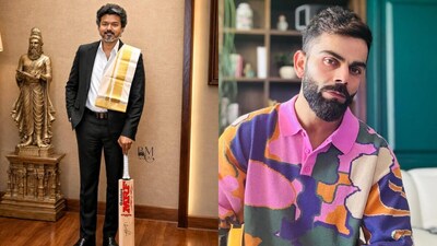 Vijay Proudly Flaunts Virat Kohli Signed Cricket Bat, Photos Of Tamil ...