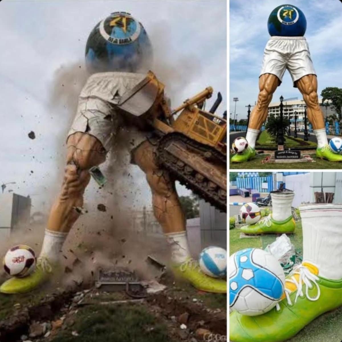 Before & After Photos: The Spot Where Mamata's Football Man Sculpture ...