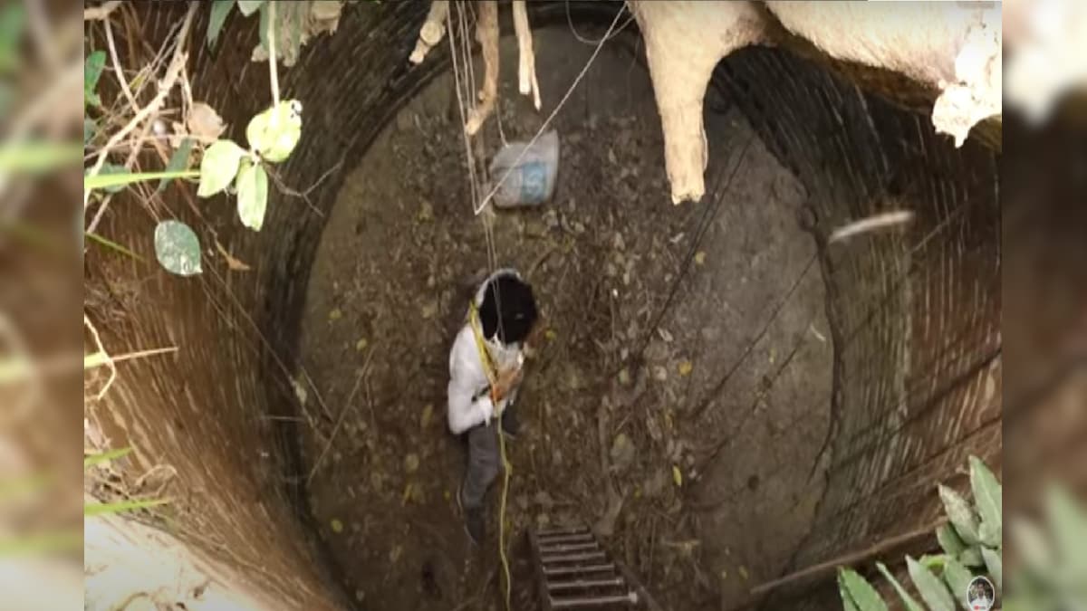 Man taking risk to rescue snake from well life in danger trending video ...