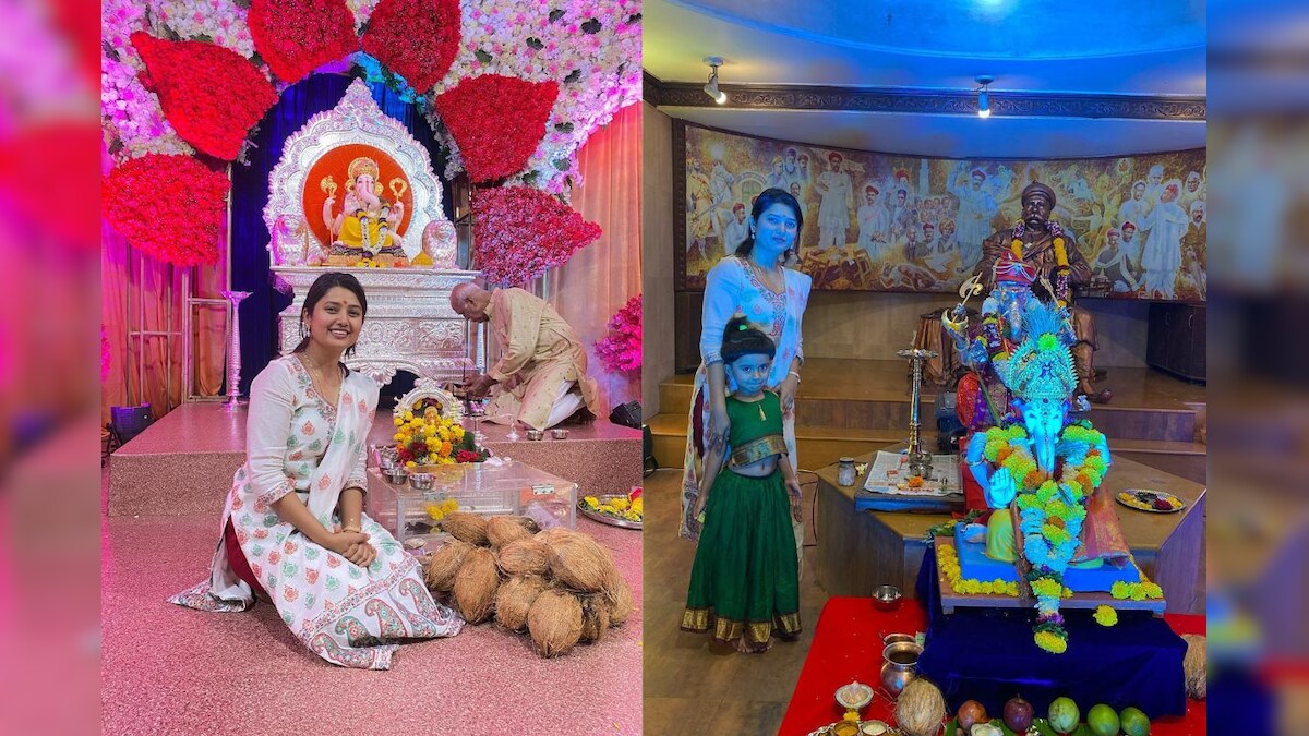 Prajakta mali took darshan of five manache ganpati in pune mhsz ...