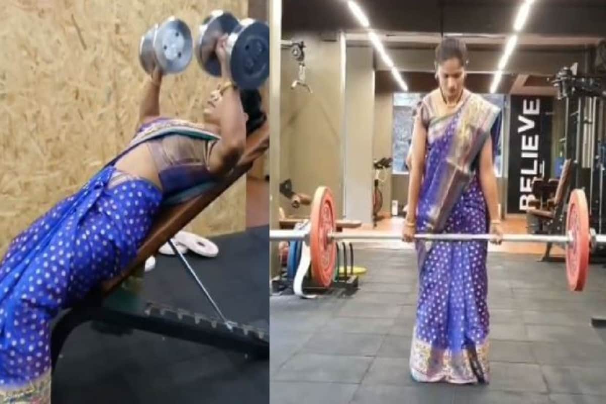 Superwoman in saree Pune doctor does pushups lifts weight effortlessly ...