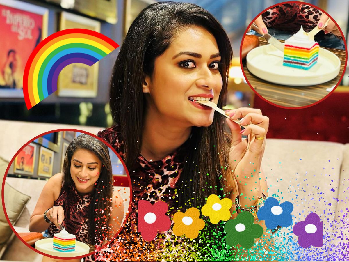 Tanisha Kuppanda: ಕಾಮನಬಿಲ್ಲಿನ ಕಲರ್ ಫುಲ್ ಕೇಕ್ ತಿಂದು ಬಾಯಿ ಚಪ್ಪರಿಸಿದ ತನಿಷಾ | Tanisha kuppanda ...