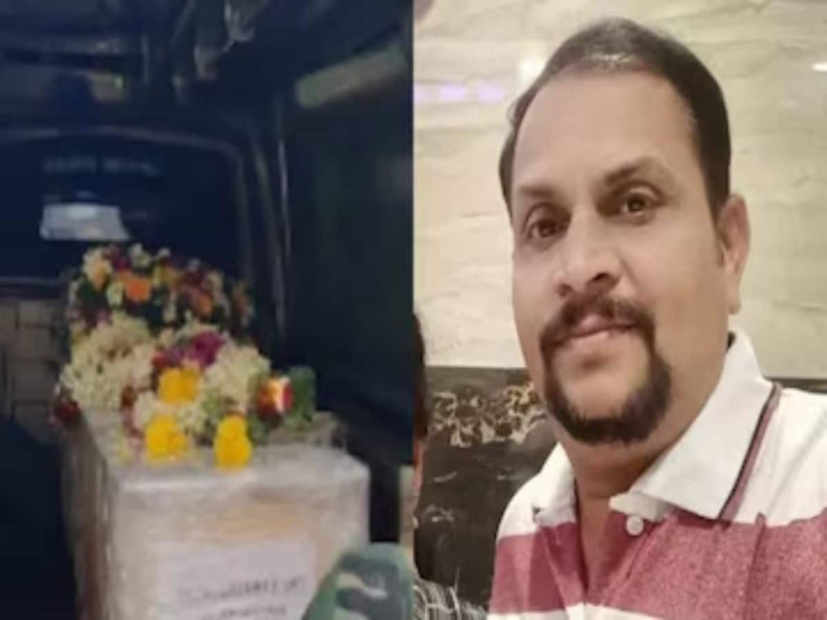 ಶಿವಮೊಗ್ಗದಲ್ಲಿ ಮಂಜುನಾಥ್ ಅಂತ್ಯಕ್ರಿಯೆ, ಮಗನಿಂದ ಚಿತೆಗೆ ಅಗ್ನಿಸ್ಪರ್ಶ; ಗಂಡನ ಪಾದ ...
