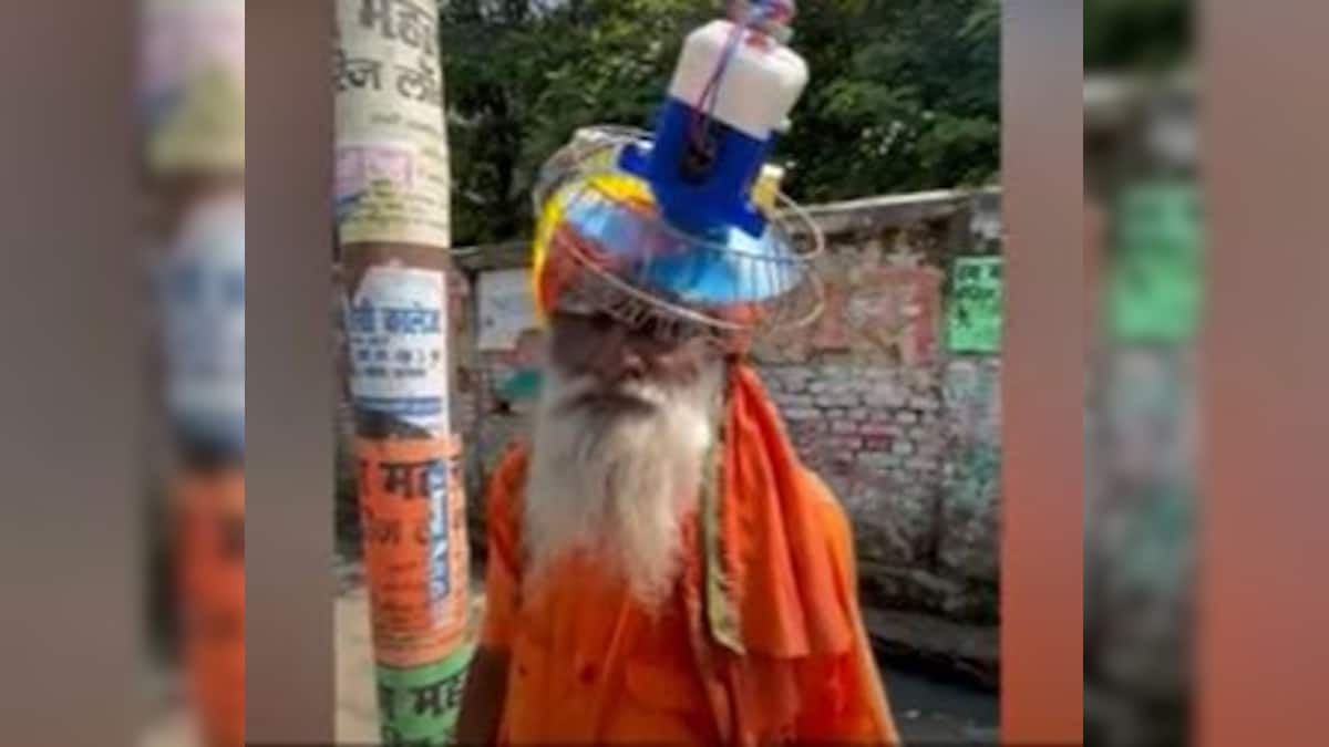 Solar panel and fan on the head to escape the heat; UP's 'Engineer Baba ...