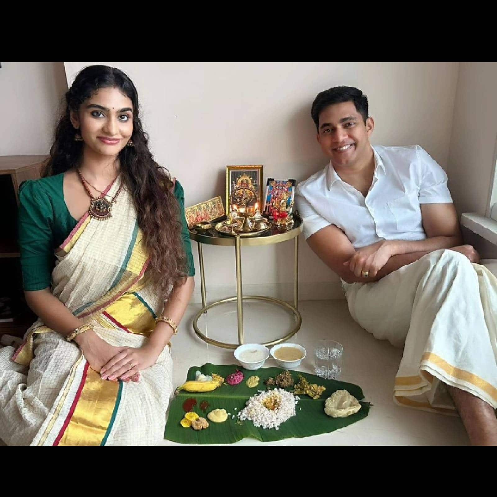 Uthara Sharath | ബോംബെ ഫാമിലിക്കൊപ്പം ആദ്യ ഓണം; ഓണക്കോടി സമ്മാനിച്ചത് ...