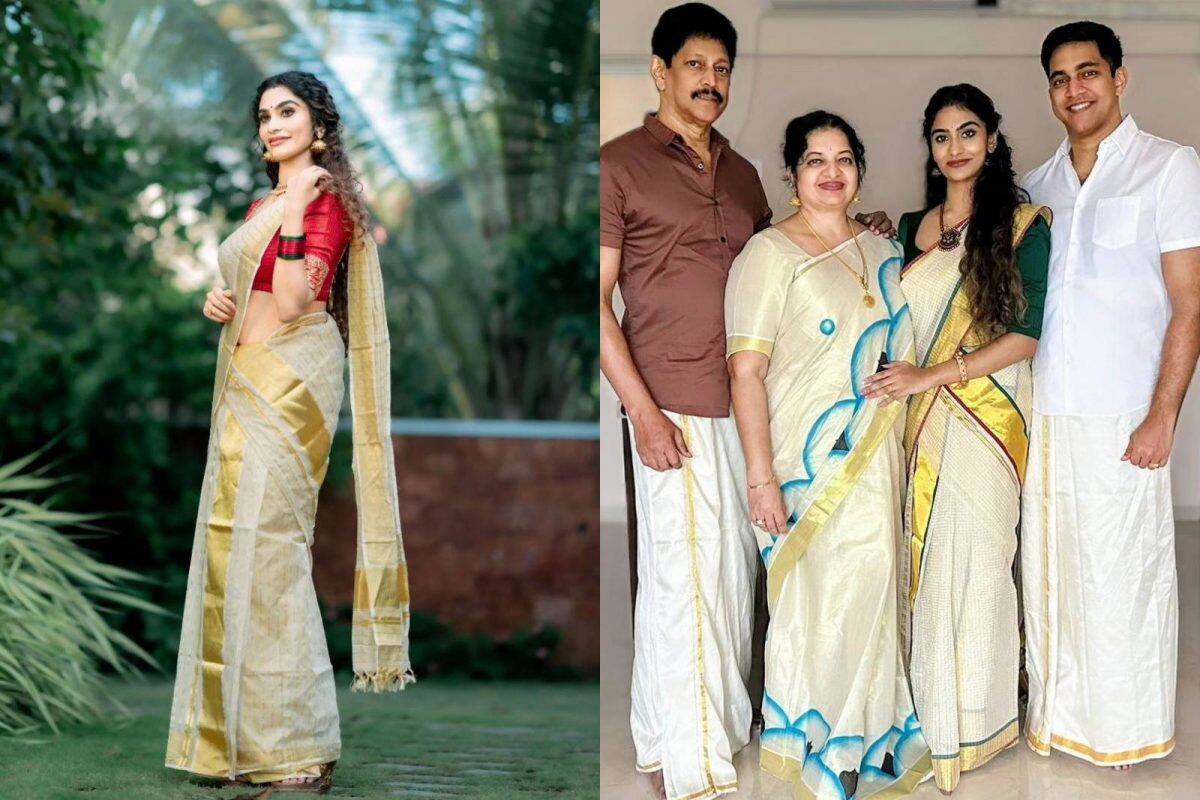 Uthara Sharath | ബോംബെ ഫാമിലിക്കൊപ്പം ആദ്യ ഓണം; ഓണക്കോടി സമ്മാനിച്ചത് ...