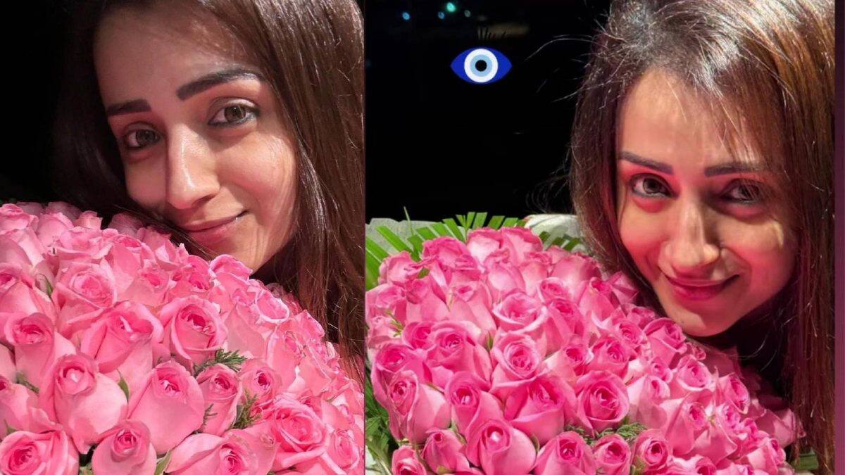 Trisha| കൈ നിറയെ പൂക്കളും മുഖത്ത് ചെറിയൊരു നാണവുമായി തൃഷ; ആളെ തിരക്കി ...