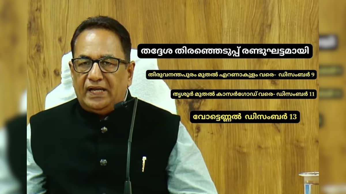 സംസ്ഥാനത്ത് 1199 തദ്ദേശ സ്ഥാപനങ്ങളിൽ 2 ഘട്ടങ്ങളായി തിരഞ്ഞെടുപ്പ് ...