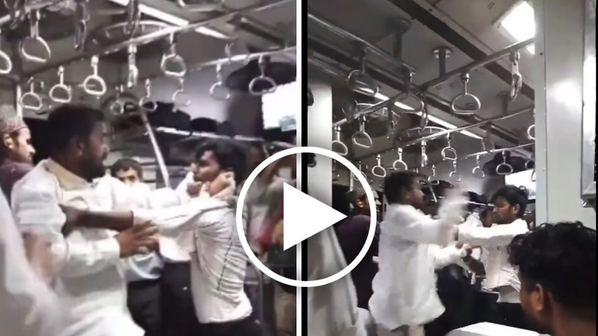 Mumbai Local : मुंबईच्या लोकल ट्रेनमध्ये फ्री स्टाईल, कॉलर धरून सटासट ...