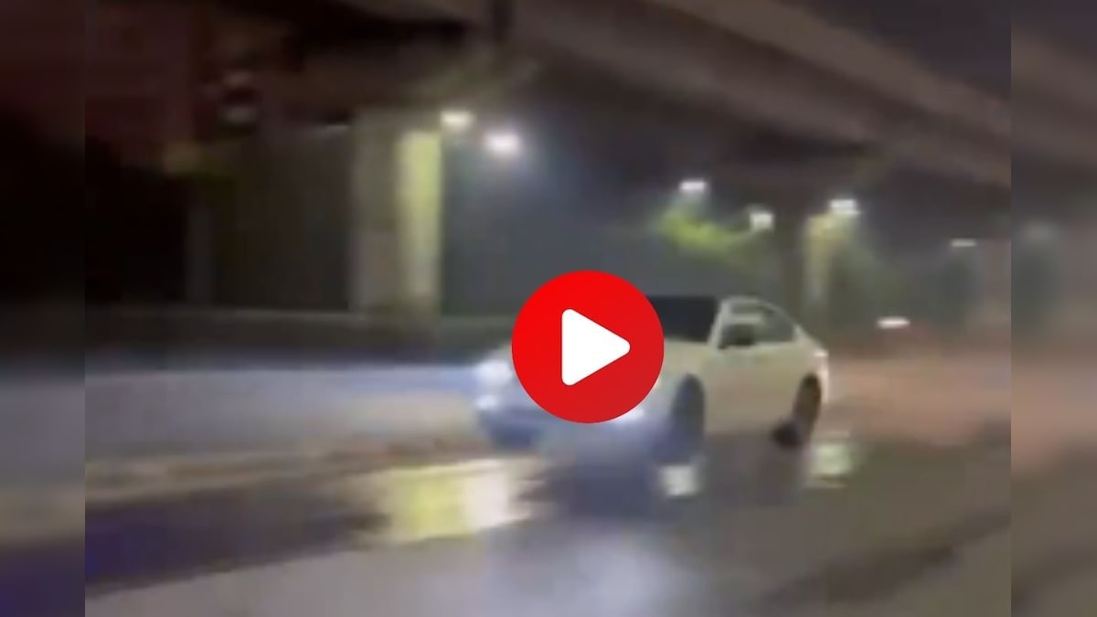 Video : हवेत कार, रस्त्यावर आगीच्या ठिणग्या, स्पीडब्रेकरमुळे BMW सोबत ...