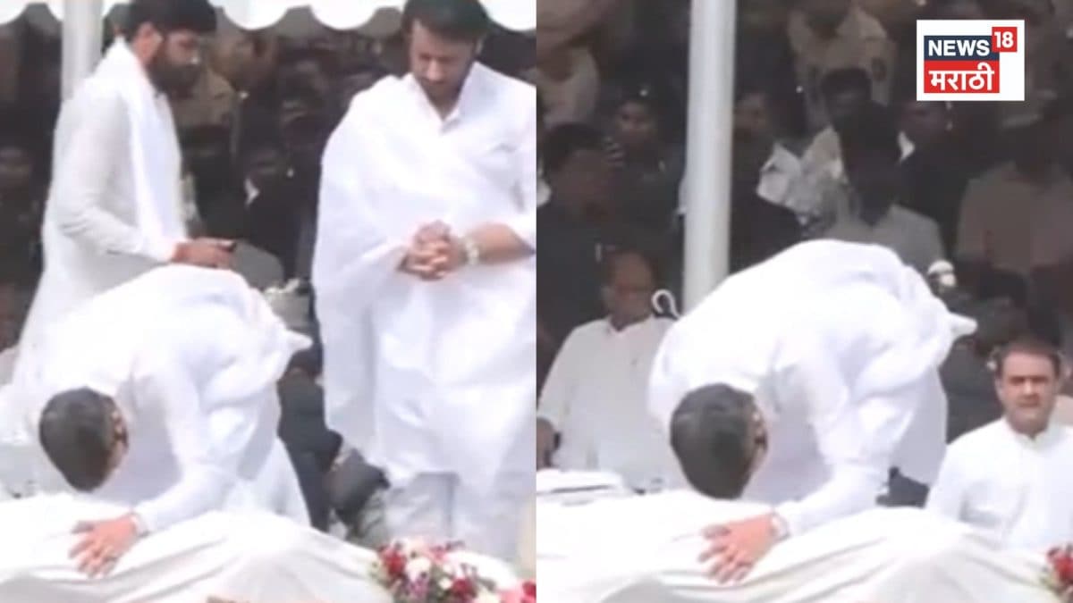 पाया पडले...मिठी मारली...अजितदादांना लेकाकडून शेवटचा निरोप, डोळ्यात ...
