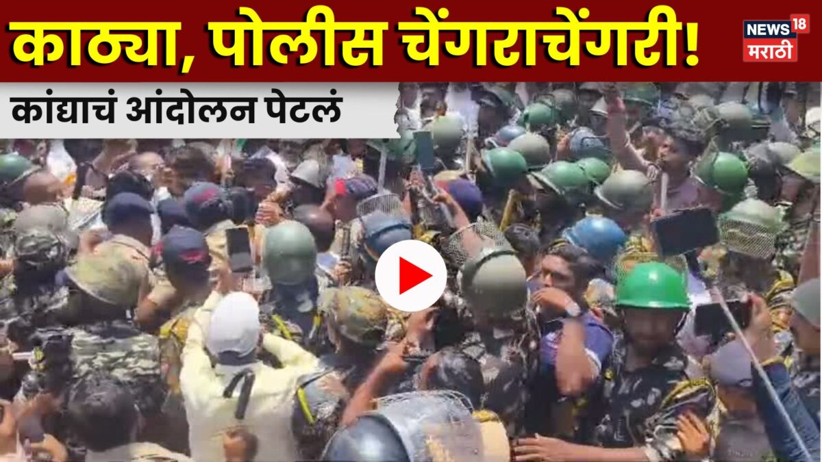 Video: काठ्या, पोलीस अन् आंदोलकांची चेंगराचेंगरी! कांद्याचं आंदोलन ...
