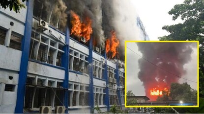 बंगालमध्ये निवडणुका संपताच सरकारी इमारतीला भीषण आग; 4 हजार EVM जळून खाक ...